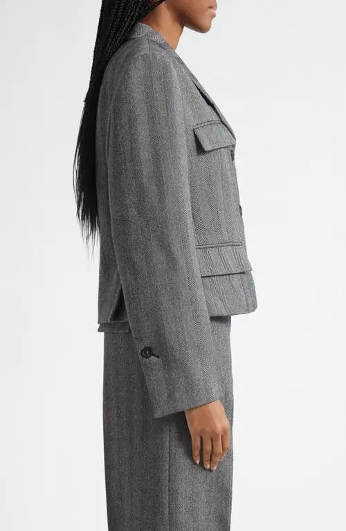 FERRAGAMO Wool-blend Herringbone Crop Jacket