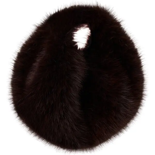 Naked Wardrobe Mini Faux Fur Handheld Bag - Dark Chocolate