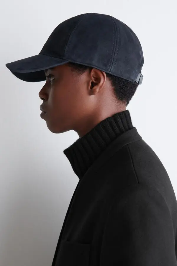 Cos Suede Baseball Cap - Navy