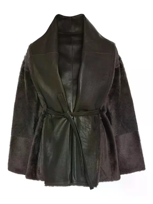 YVES SALOMON Leather-trimmed Shearling Jacket