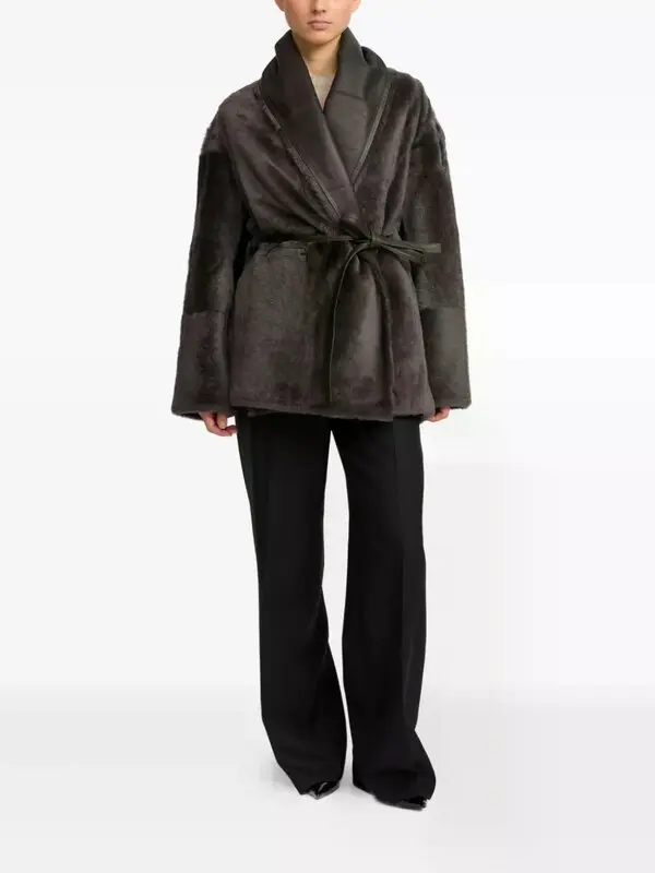 YVES SALOMON Leather-trimmed Shearling Jacket