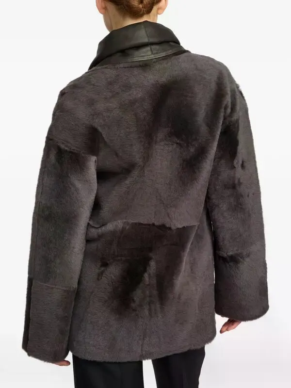 YVES SALOMON Leather-trimmed Shearling Jacket