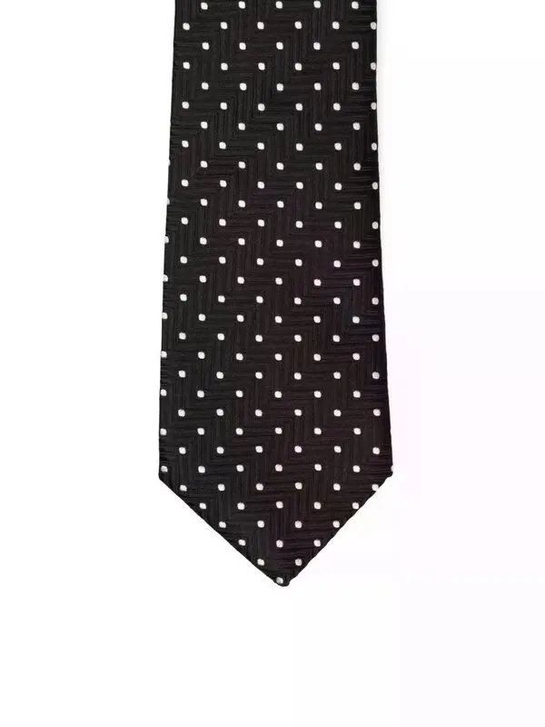 Giorgio Armani Dot-print Silk Neck Tie - Black