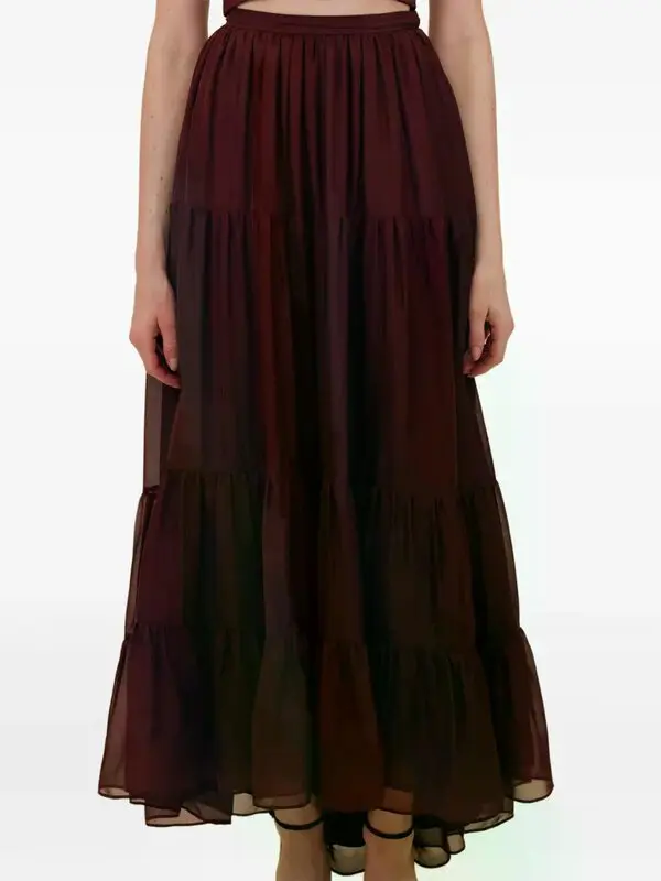 Azeeza Chiffon Midi Skirt - Red