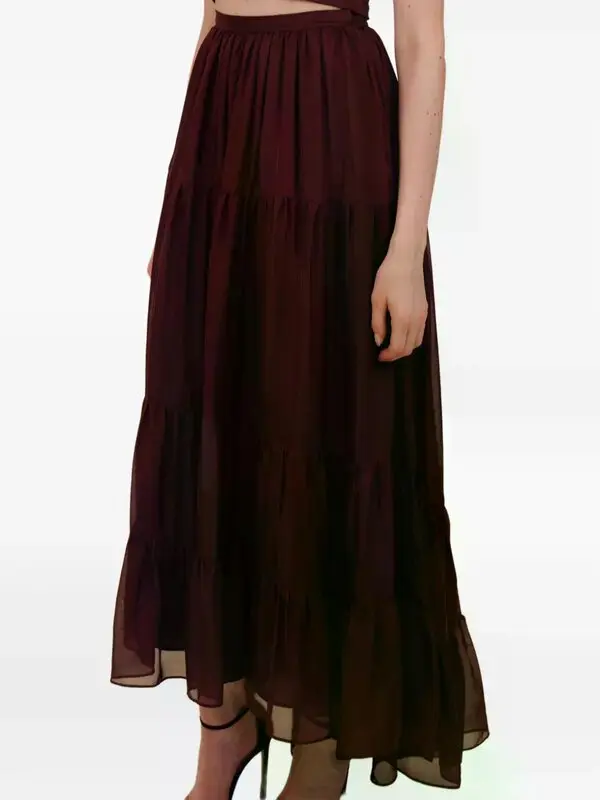 Azeeza Chiffon Midi Skirt - Red