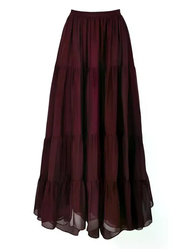 Azeeza Chiffon Midi Skirt - Red
