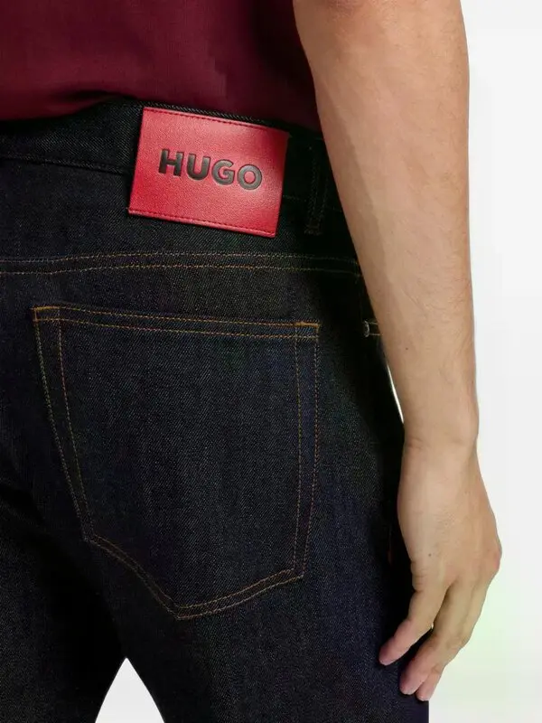 Hugo Leather-patch Straight Leg Jeans
