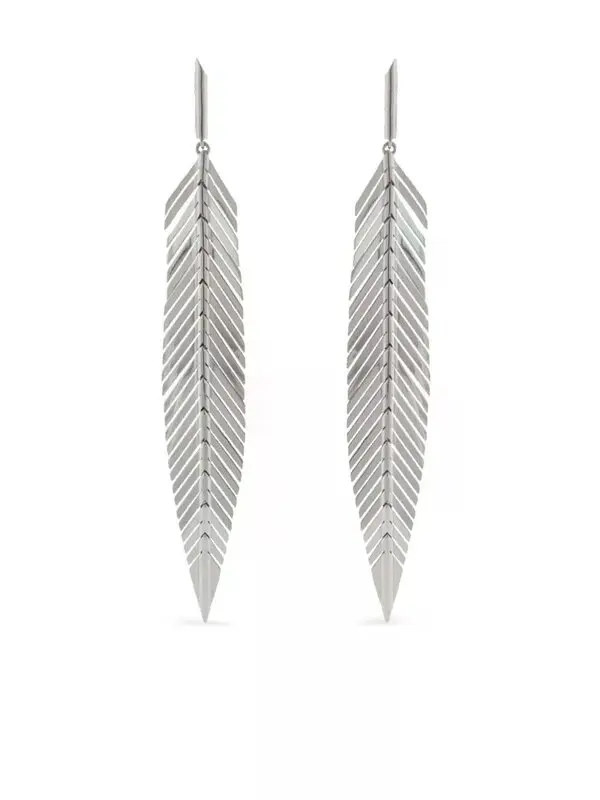 CADAR 18kt White Gold Feather Earrings - Silver