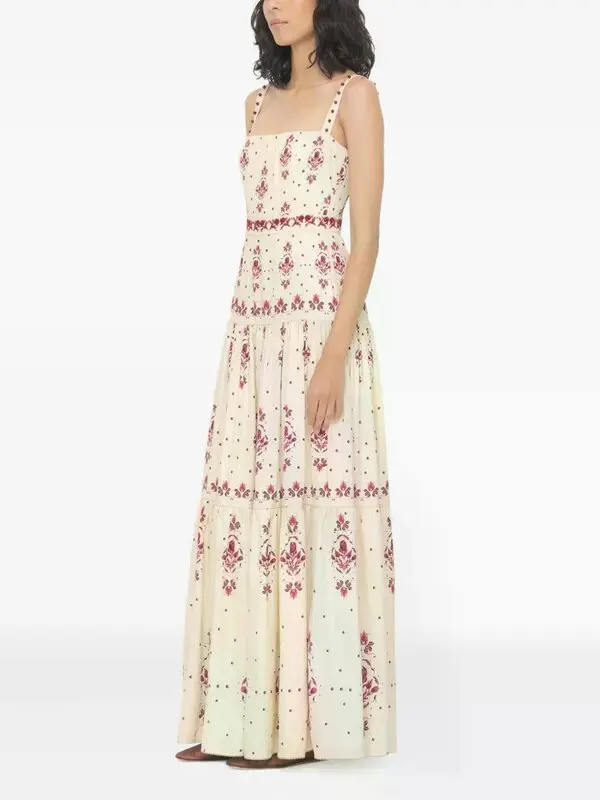 Agua Bendita Lima Floral-print Maxi Dress - Neutrals