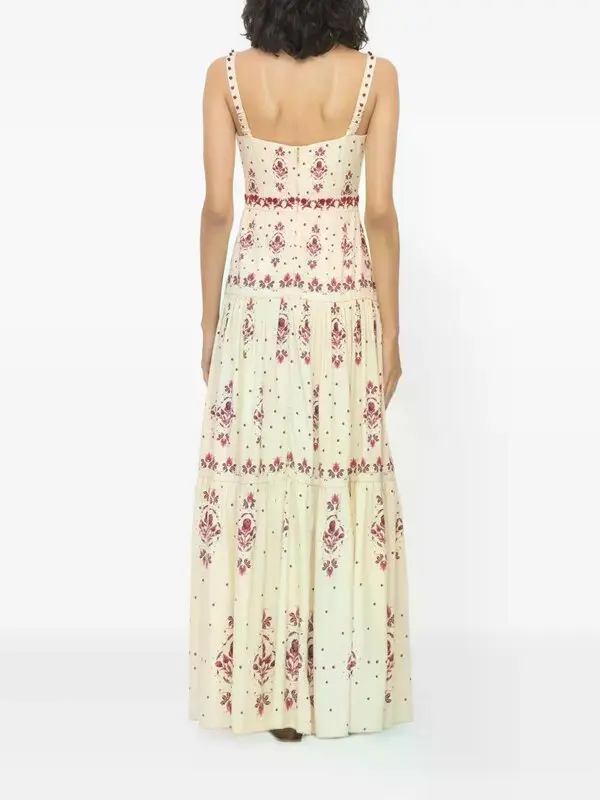 Agua Bendita Lima Floral-print Maxi Dress - Neutrals