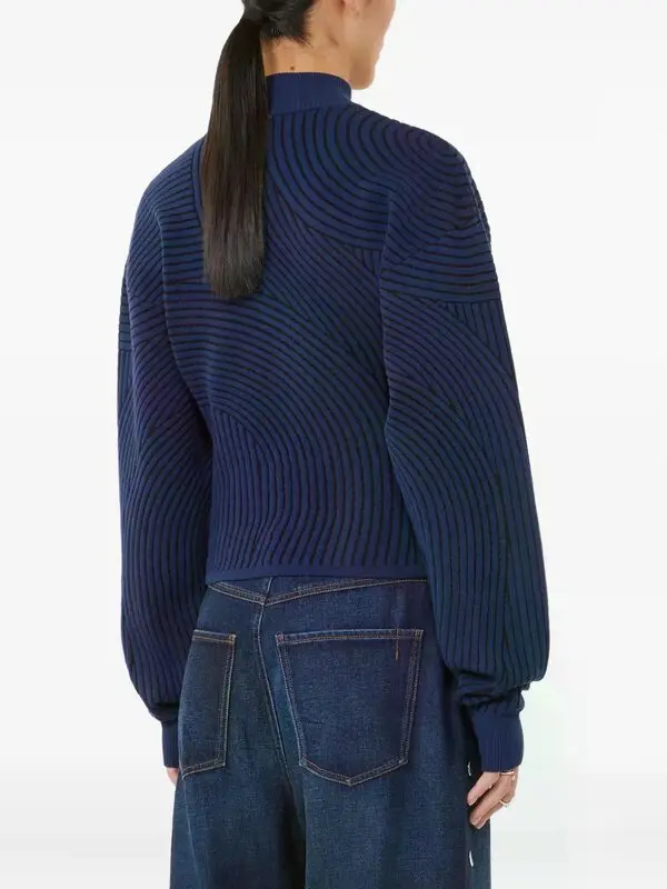 Max Mara Febo Wave-pattern High-neck Sweater