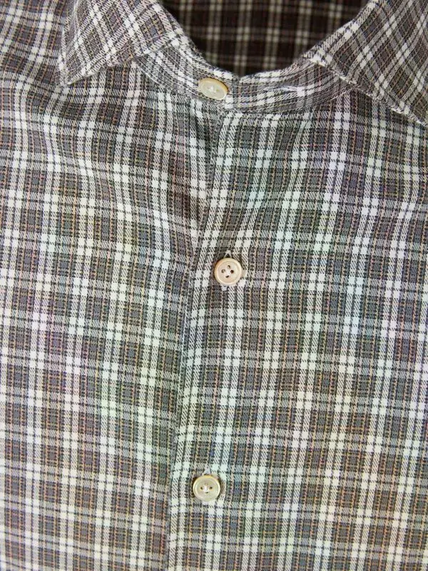 LUIGI BORRELLI Checked Button-down Shirt - Grey