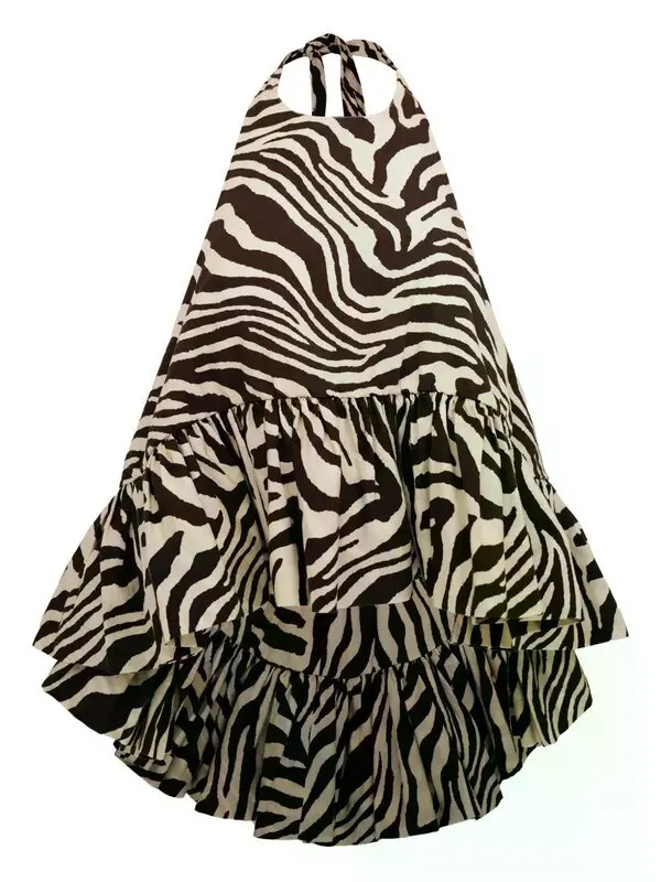 Azeeza Zebra-print Ruffled Top