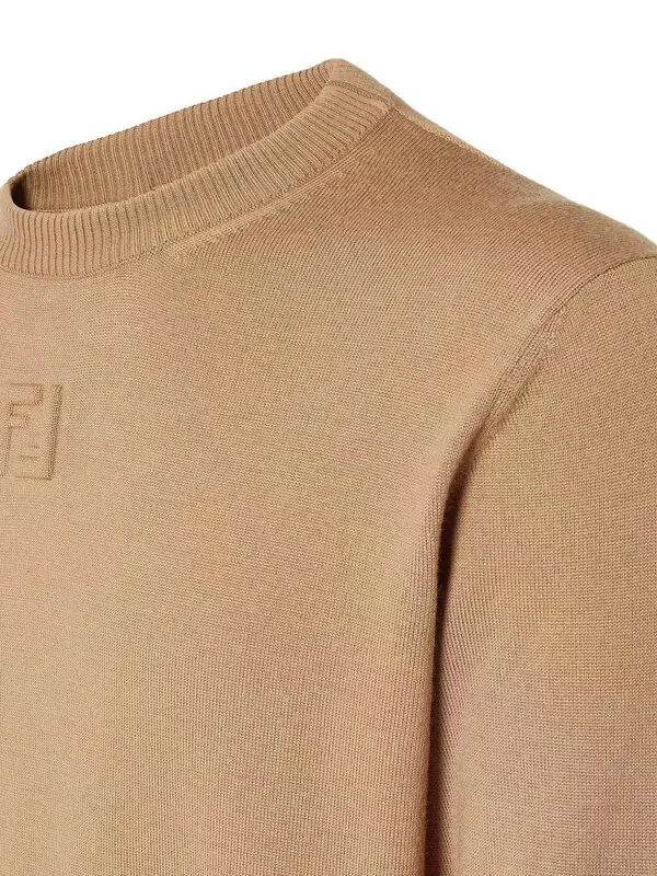 Fendi Embossed-logo Wool Sweater - Brown