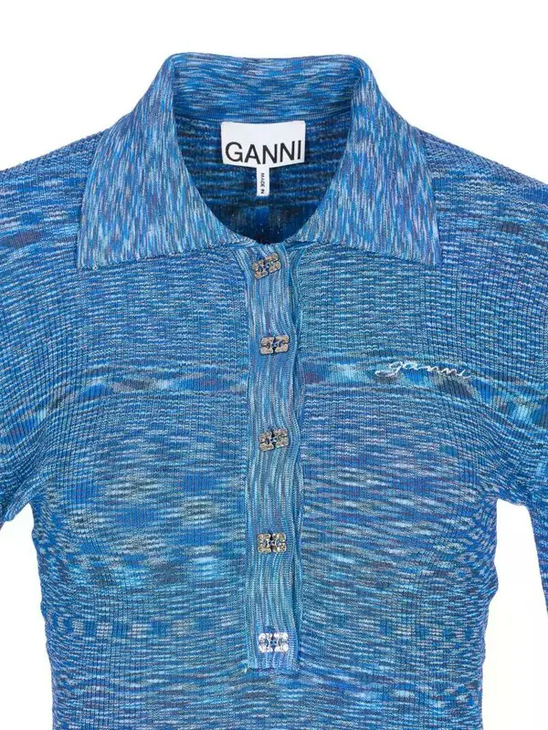 GANNI Spacedyed Logo-button Polo Top