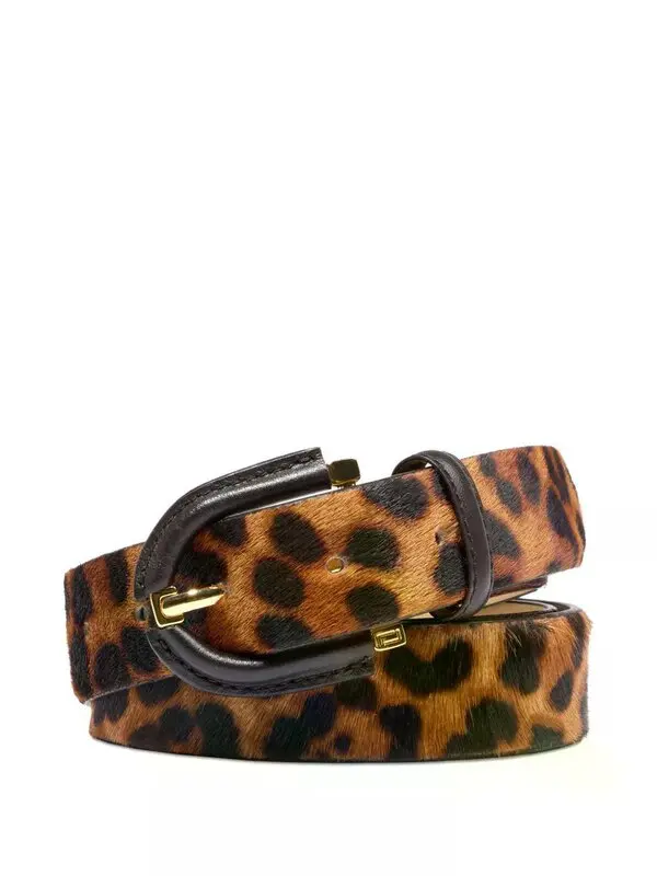 LANCEL Ardillon Leopard-print Buckle Belt - Brown