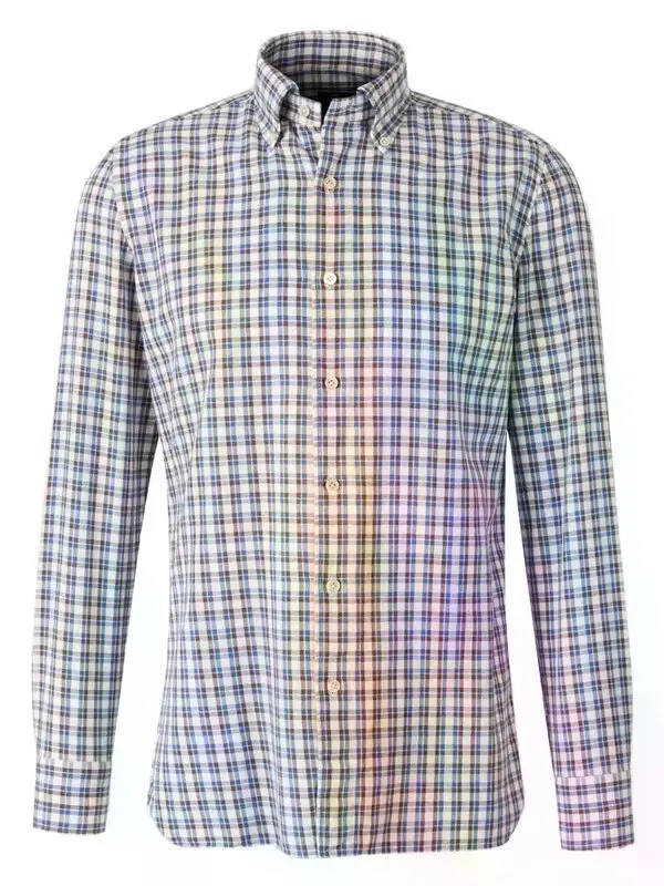 LUIGI BORRELLI Checked Long-sleeved Shirt - Blue