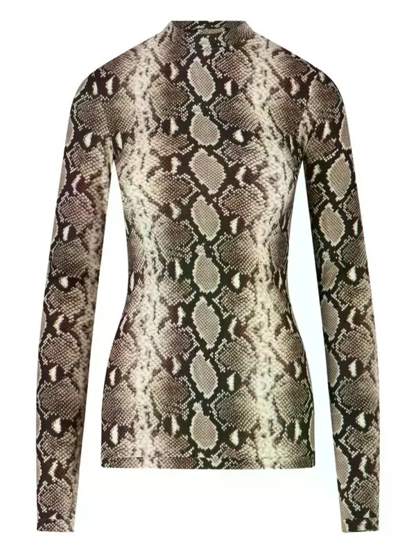 DURAN LANTINK Snakeskin-print High-neck Top