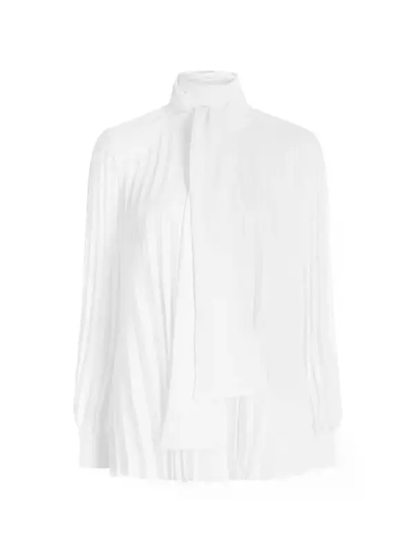 Proenza Schouler Pleated Tie-neck Blouse - White