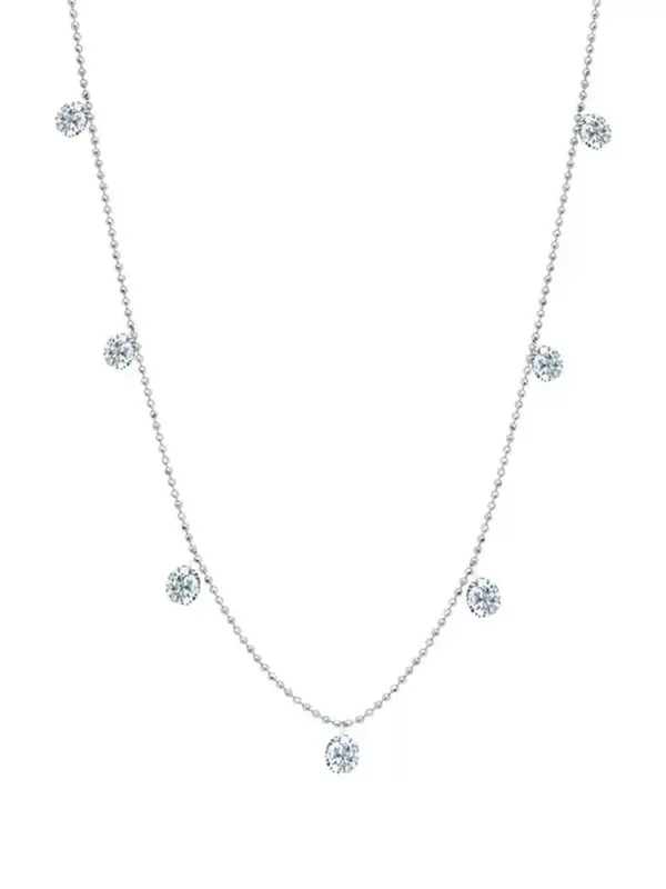 GRAZIELA 18k White Gold Floating Diamonds Necklace - Silver