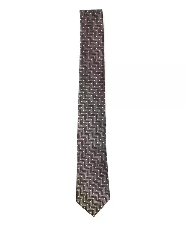 Giorgio Armani Geometric Print Silk Tie - Brown