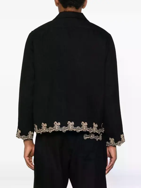 BODE Embroidered-pocket Wool Overshirt - Black