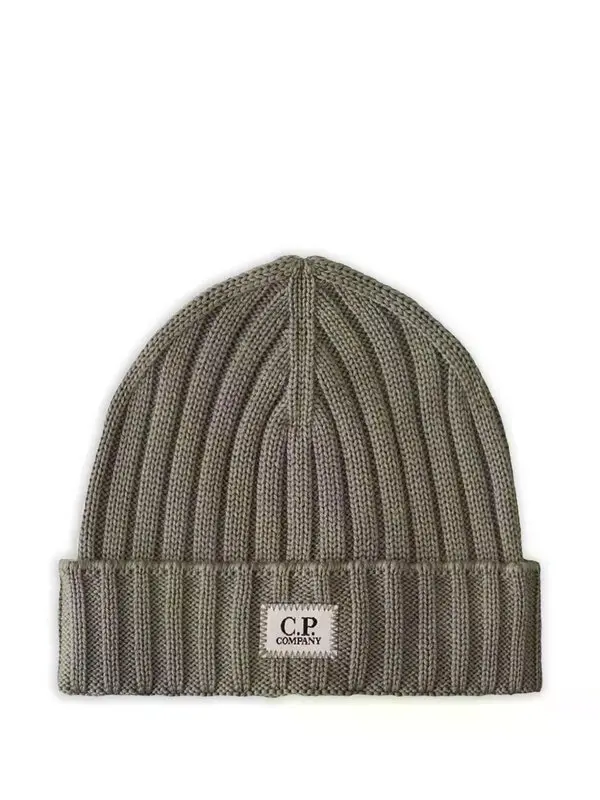 C.P. COMPANY Ribbed Cotton Beanie - Grey