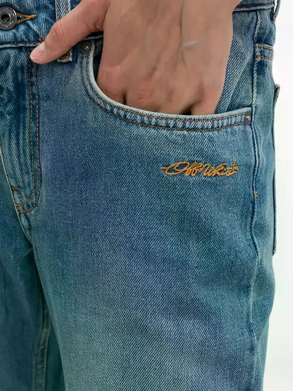 Off-White Embroidered Logo Jeans