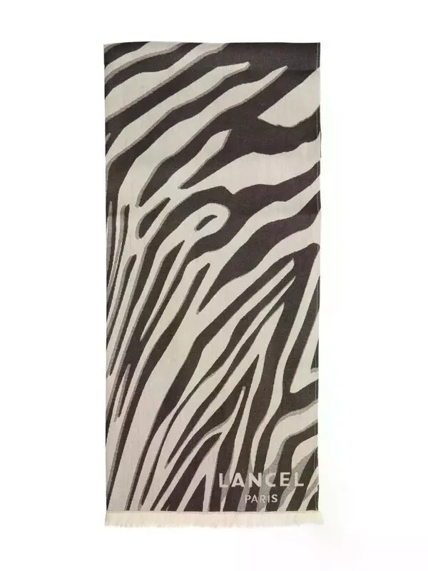 LANCEL Zebra Mania Wool Scarf - Black