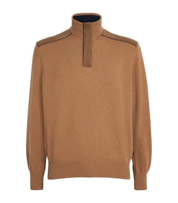 Paul & Shark Wool-cashmere Quarter-zip Sweater