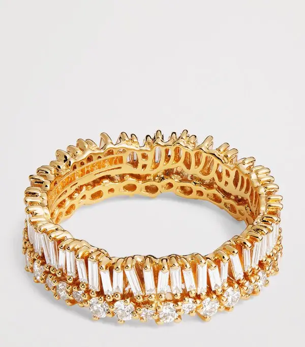 SUZANNE KALAN Yellow And Diamond Eternity Ring - Gold