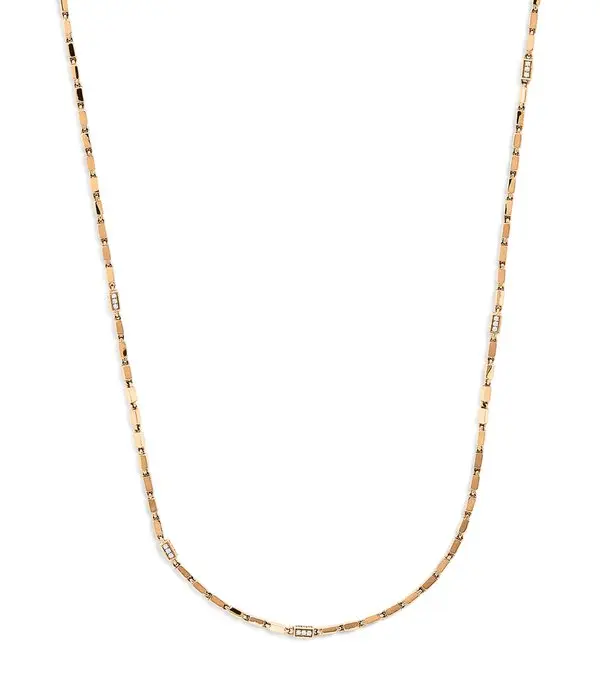 SUZANNE KALAN 18k Diamond Block Chain Necklace - Rose Gold