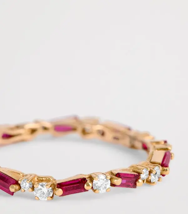 SUZANNE KALAN Diamond And Ruby Eternity Ring