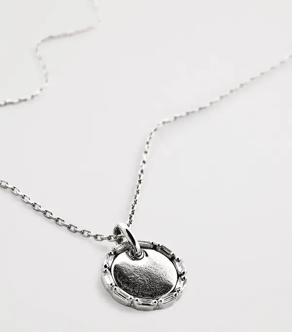 SUZANNE KALAN Mini Diamond Circle Pendant Necklace - White