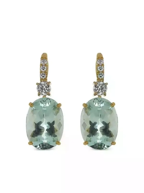 Irene Neuwirth 18k Yellow Aquamarine And Diamond Drop Earrings - Gold