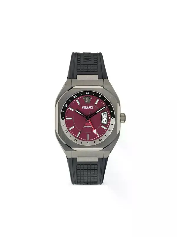 Versace Steel Gmt Octagonal 48mm Watch - Red