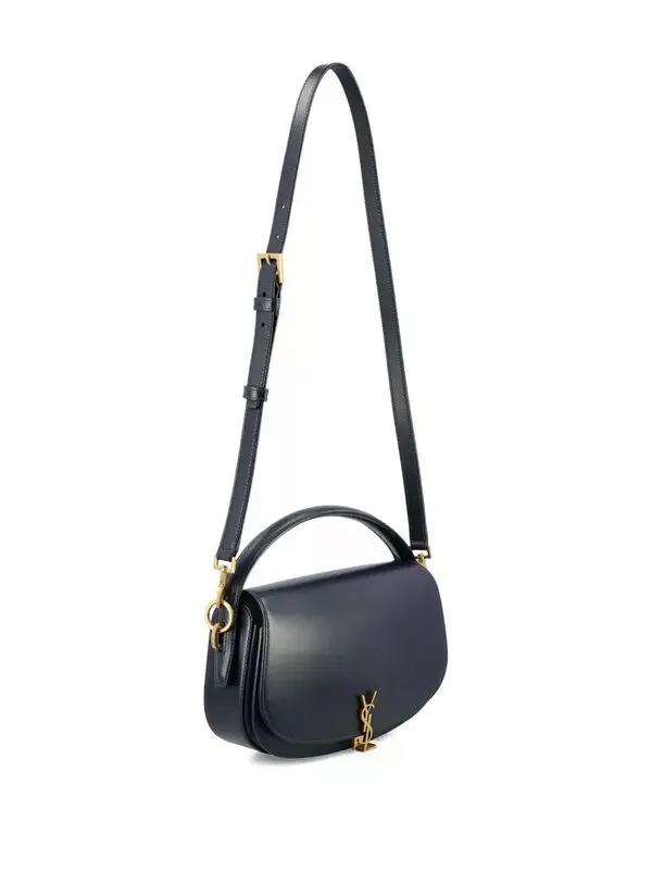 Saint Laurent Voltaire Box Leather Shoulder Bag - Blue
