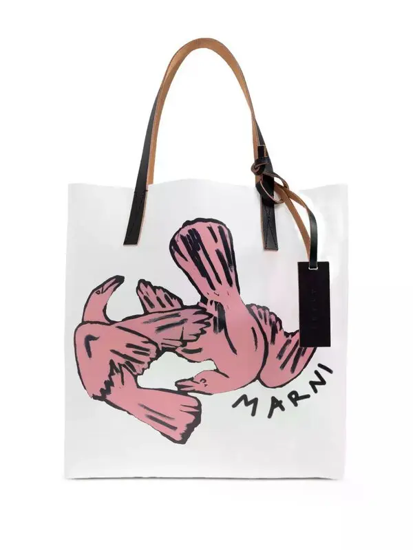 Marni Leather Tote Bag - Pink