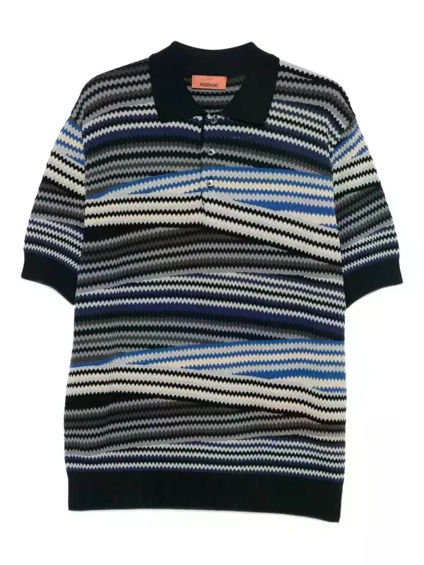 Missoni Striped Zig-zag Polo Shirt - Black