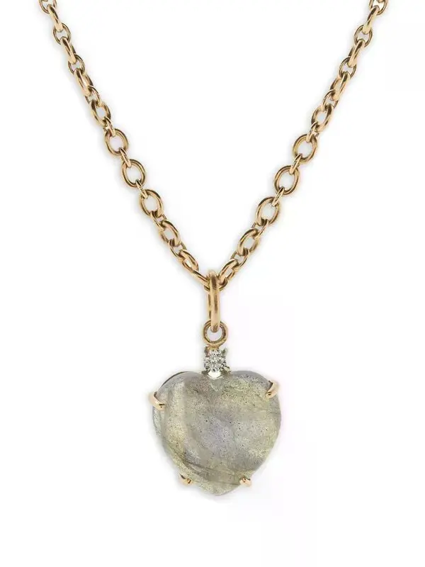 Irene Neuwirth 18k Gold, Diamond, And Labradorite Heart Pendant Necklace - Pink
