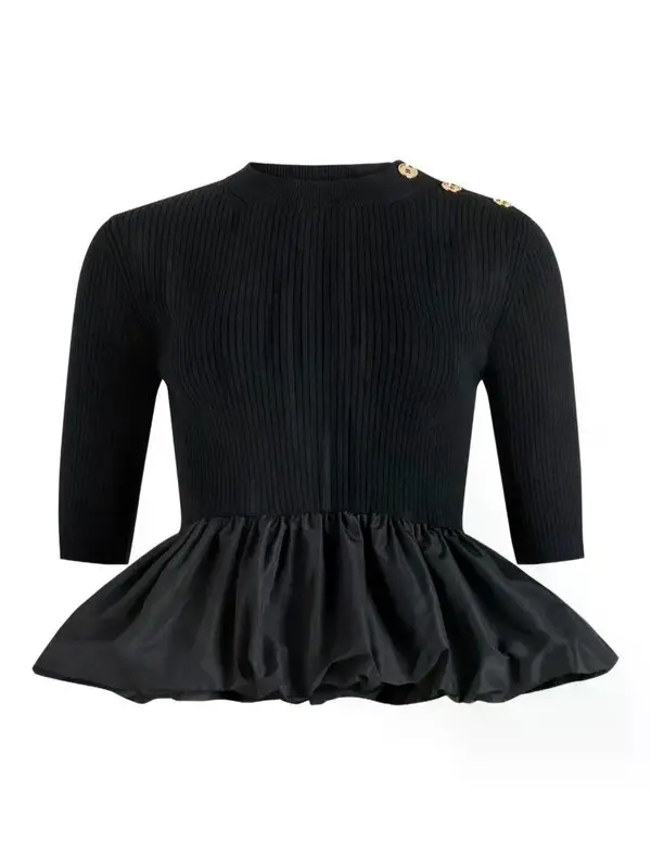 PATOU Ribbed Knit Peplum Top
