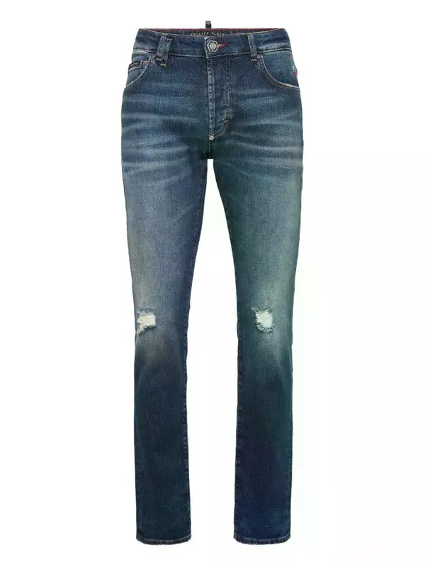 Philipp Plein Distressed Straight-cut Jeans