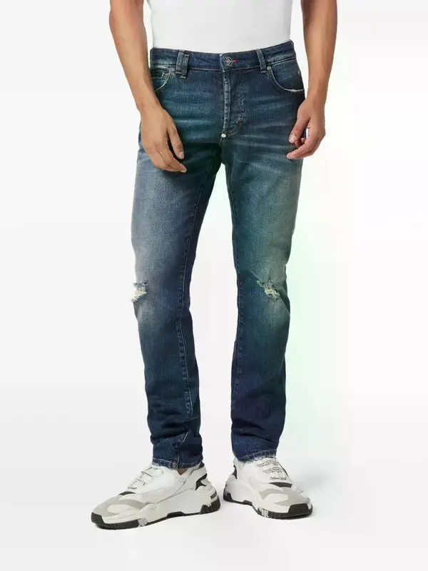 Philipp Plein Distressed Straight-cut Jeans