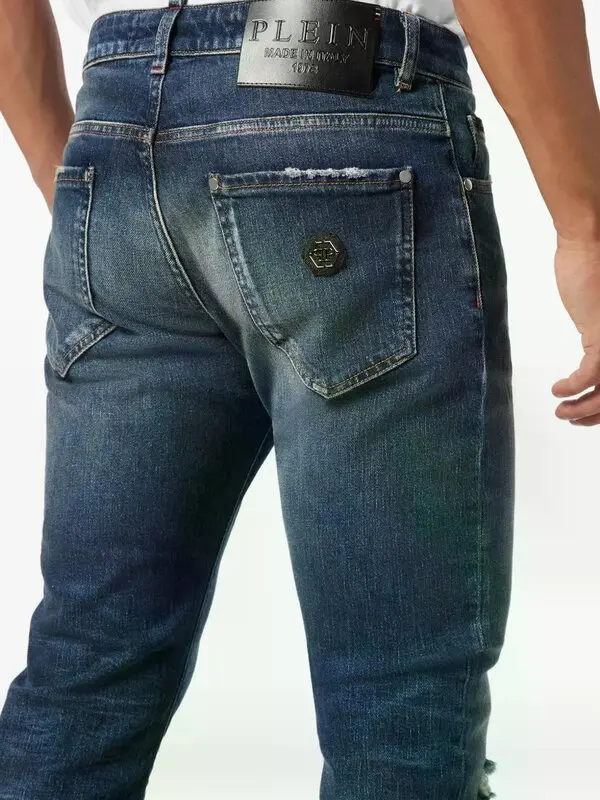 Philipp Plein Distressed Straight-cut Jeans