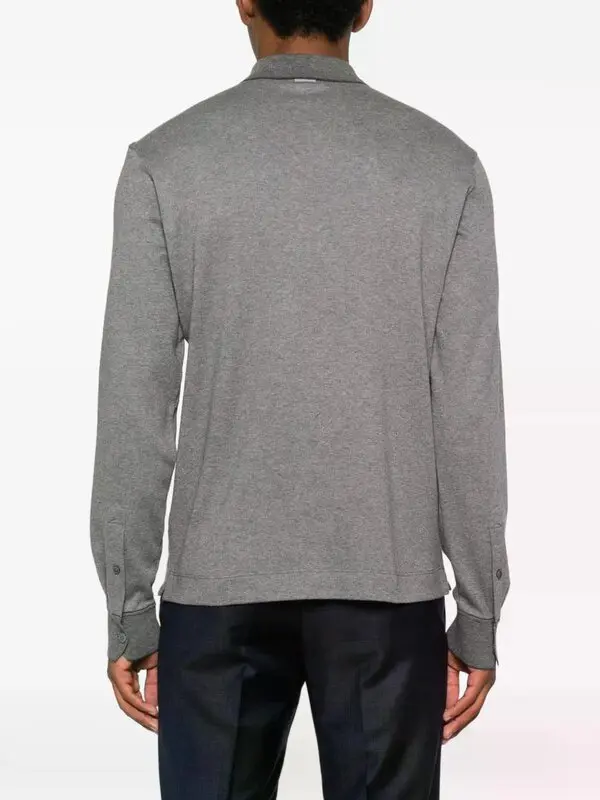 Zegna Long-sleeve Polo Shirt - Grey