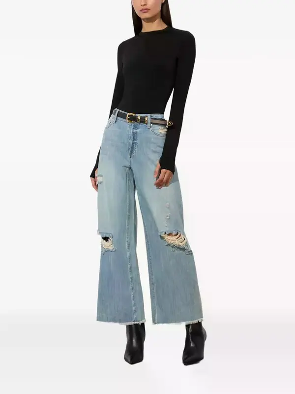 Alice + Olivia Devoe Distressed Raw-hem Jeans