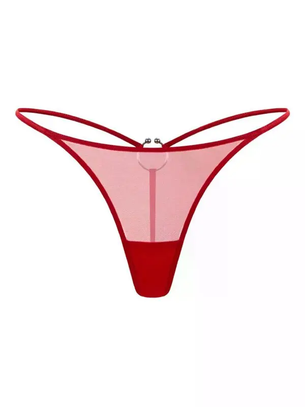 ZHILYOVA Dune Ring-hardware Sheer Thong - Red