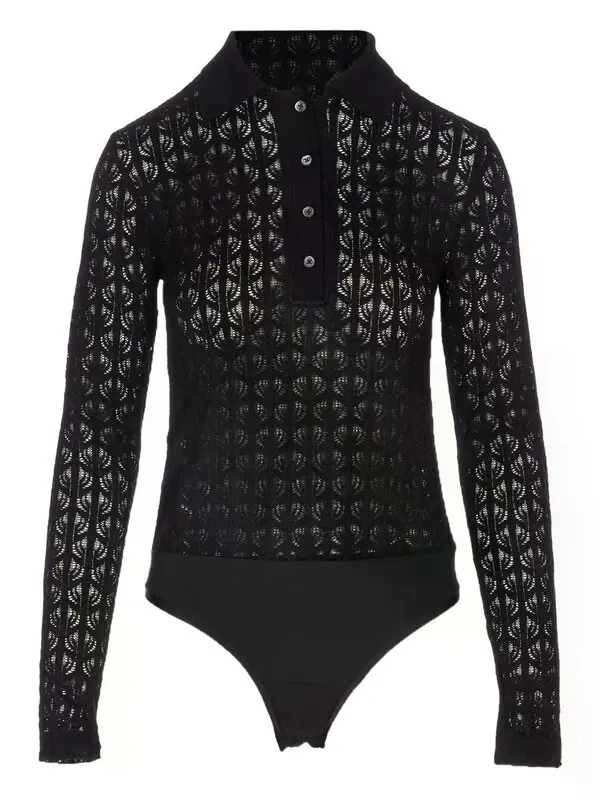 Pinko Lace Panel Polo-neck Top