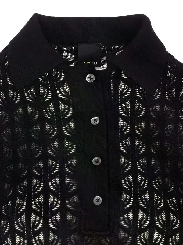 Pinko Lace Panel Polo-neck Top