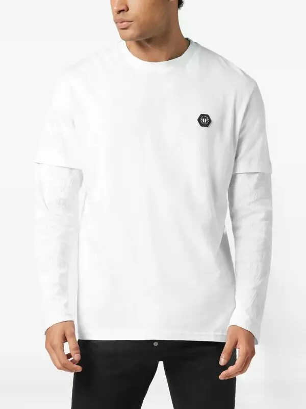 Philipp Plein Double-sleeved Jacquard-crest T-shirt
